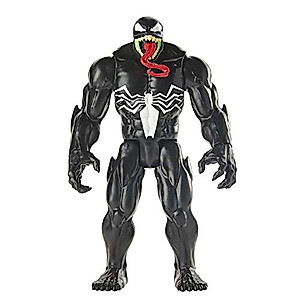 Spider-Man Maximum Venom Titan Hero Venom Action Figure, Inspired by The Marvel Universe, Blast Gear-Compatible Back Port, Ages 4 and Up, Black