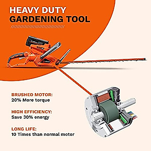 Redback 40V Hedge Trimmer Cordless Bush Trimmer with 1300 RPM Maneuverable 40V Battery Operated Hedge Trimmer Gardening Tools for Cutting and Pruning Shrubs W/ 2Ah Battery Charger