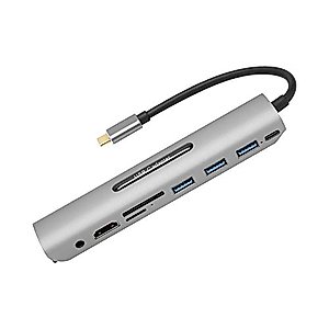 9 in 1 TypeC to Multi Interface Hub,TypeC Docking Station TypeC to HD Multimedia Interface/VGA/USB3.0/PD Adapter with 4K HD Output,Plug and Play