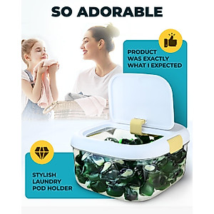 Skywin Laundry Pods Container for Laundry Room Organization, Dishwasher Pods Container (White)