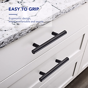 10 Pack 5 Inch Length Kitchen Cabinet Handles with 3 Inch Hole Center Matte Black Cabinet Pulls Stainless Steel Drawer Pulls,Cabinet Knobs for Dresser Drawer