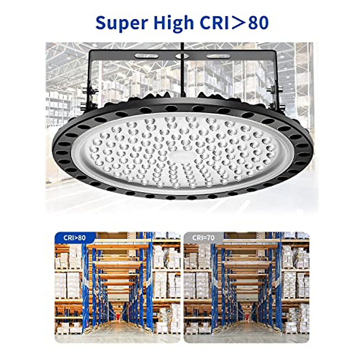 wowspeed LED High Bay Light,500W 50000LM UFO LED High Bay Light,6500K Daylight LED Shop Light, IP65 Waterproof LED Commercial Warehouse Area Light,LED Garage Light for Garage Gym Factory Warehouse