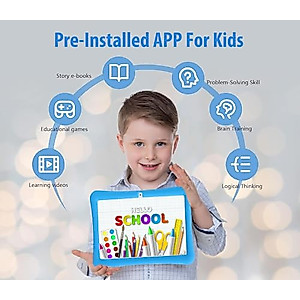 niuniutab Kids Tablet, 10 inch Android for Kids, 4GB RAM 64GB ROM, 1280x800 IPS HD Touchscreen, Tablet with Parental Control, Kid Software Pre-Installed, WiFi, Bluetooth,(Blue)...…