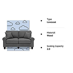 Serta Copenhagen Love Seats, 61" Loveseat, Dark Gray