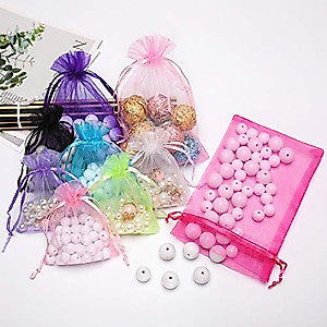 Akstore 100PCS 4x6inch (10x15cm) Drawstring Organza Jewelry Favor Pouches Wedding Party Festival Gift Bags Candy Bags (Black)