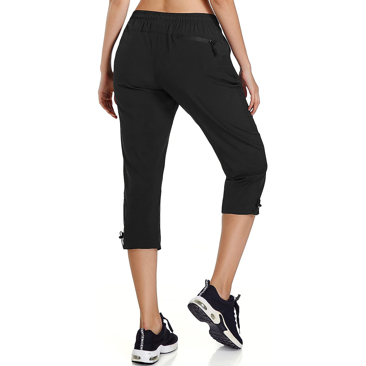 Ksmien Women's Lightweight Hiking Capri Pants Quick Dry Workout Cargo Capris Water Resistant UPF 50+ Zipped Pockets