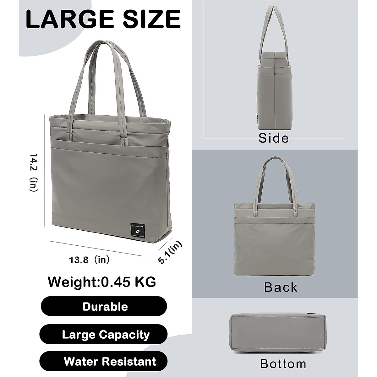 BASICPOWER Tote Bag for Women, Lightweight Shoulder Purse Laptop Work Gym Bag for Gym, Travel, Work