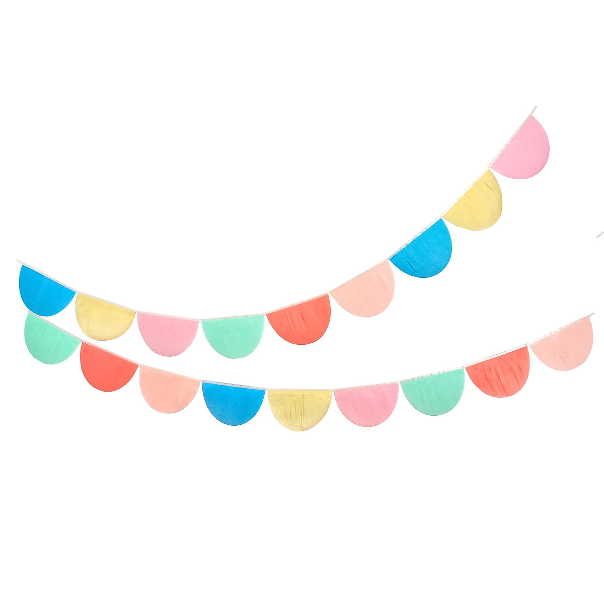 Meri Meri Rainbow Scallop Pennant Banner (Pack of 2), 13' Party Banner Inlcuding Excess Cord, Meri Meri Garland Birthday Party Decorations