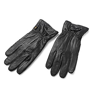 REED Men's Genuine Leather Warm Lined Driving Gloves (L, BLACK)