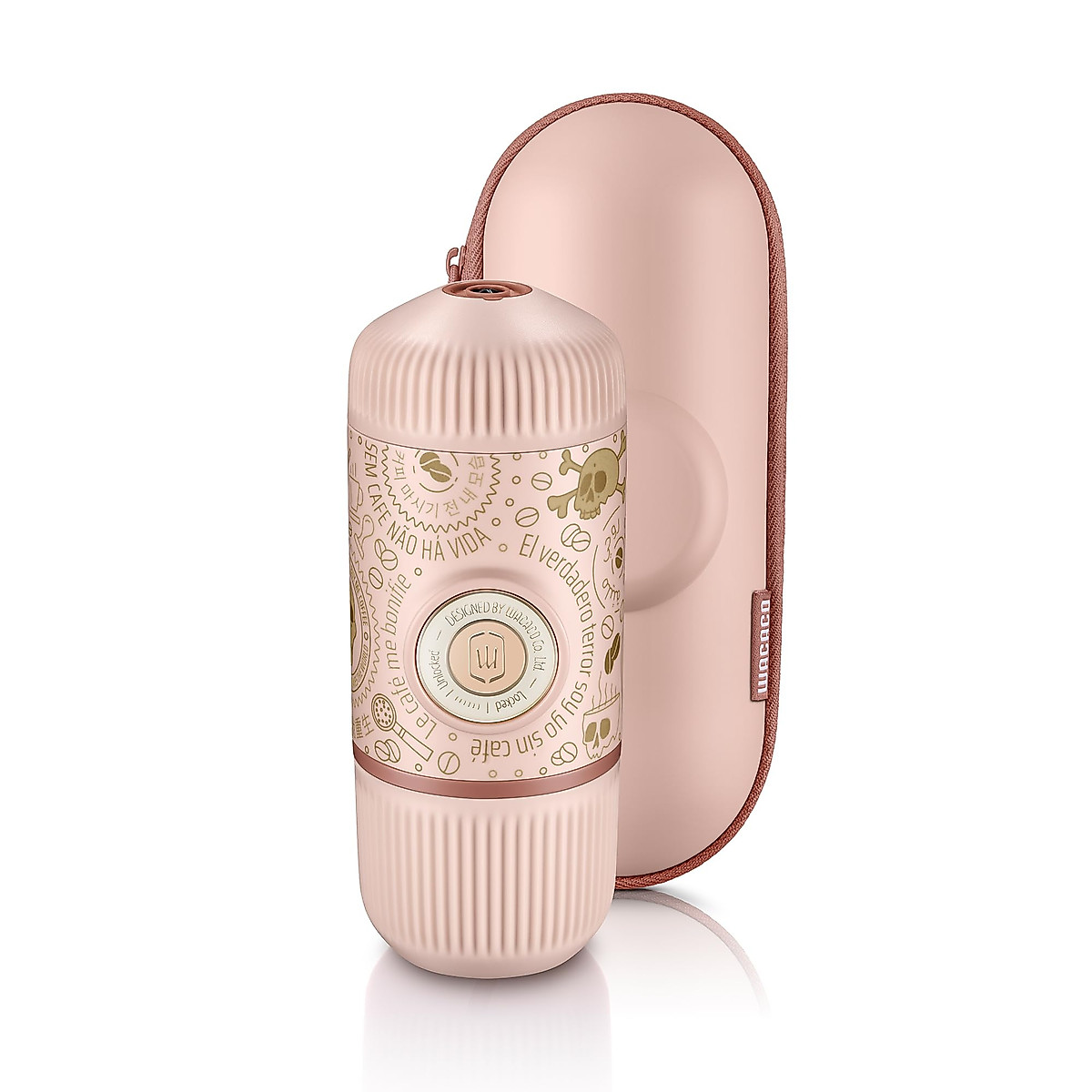 WACACO Nanopresso Portable Espresso Maker Bundled with Protective Case, Upgrade Version of Minipresso, 18 Bar Pressure, Portable Travel Coffee Maker, Manually Operated (Nanopresso Dark Soul Pink)