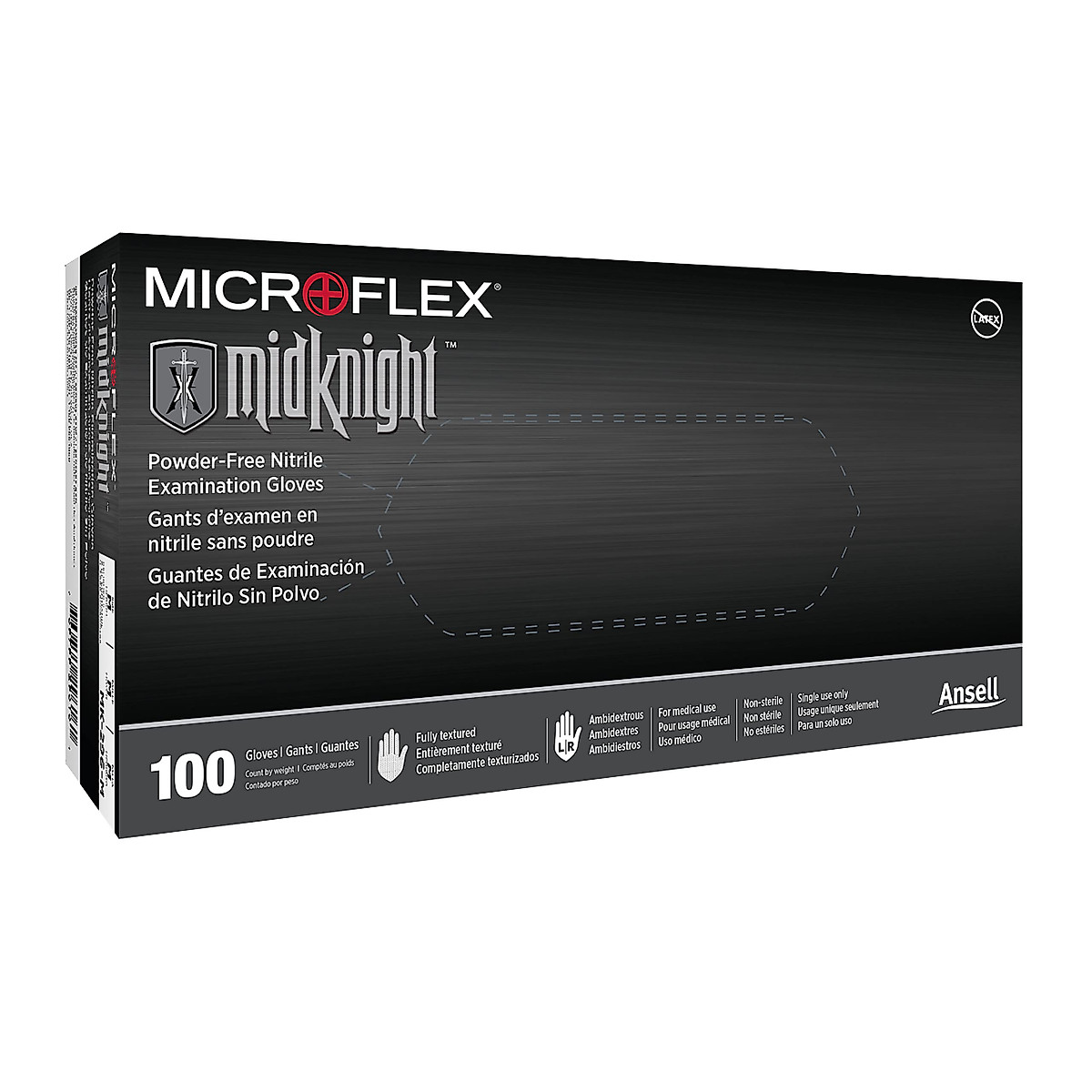 MICROFLEX MidKnight MK-296 Disposable Nitrile Gloves for Automotive w/Full Texture - Medium, Black (Box of 100)