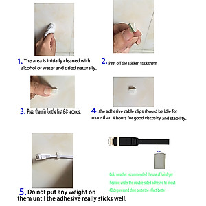 Ruaeoda Ethernet Cable Clips, 60 Pack 8mm Self-Adhesive Wire Clips, Cord Clamp Cable Management for Cat6 Cat5 and Cat7 Flat Ethernet Cable(White)