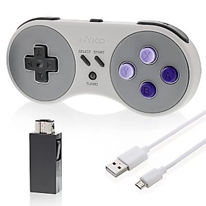 Nyko Super Miniboss - Wireless Controller for Nintendo SNES Classic Mini with Turbo, Ergonomic Design, 20 Feet Range, Rechargeable Battery, & Rapid Fire Functionality for Enhanced Gameplay Experience