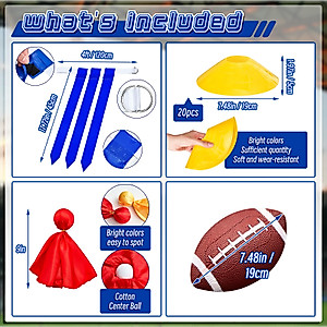 Liliful 20 Player Football Penalty Flags Set, Includes 1 Rugby 20 Adjustable Flag Belts 2 Whistles and Carrying Bag for Adult(Red and Blue)