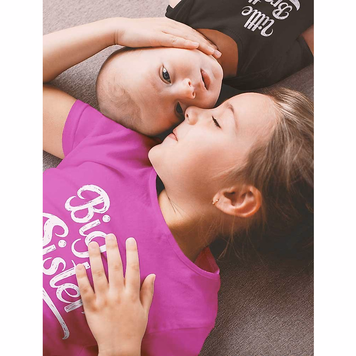 Big Sister Little Brother Matching Outfits Baby Announcement Sibling Shirts Set Girls Shirt Wow Pink/Baby Navy Kids Shirt 4T / Baby Newborn