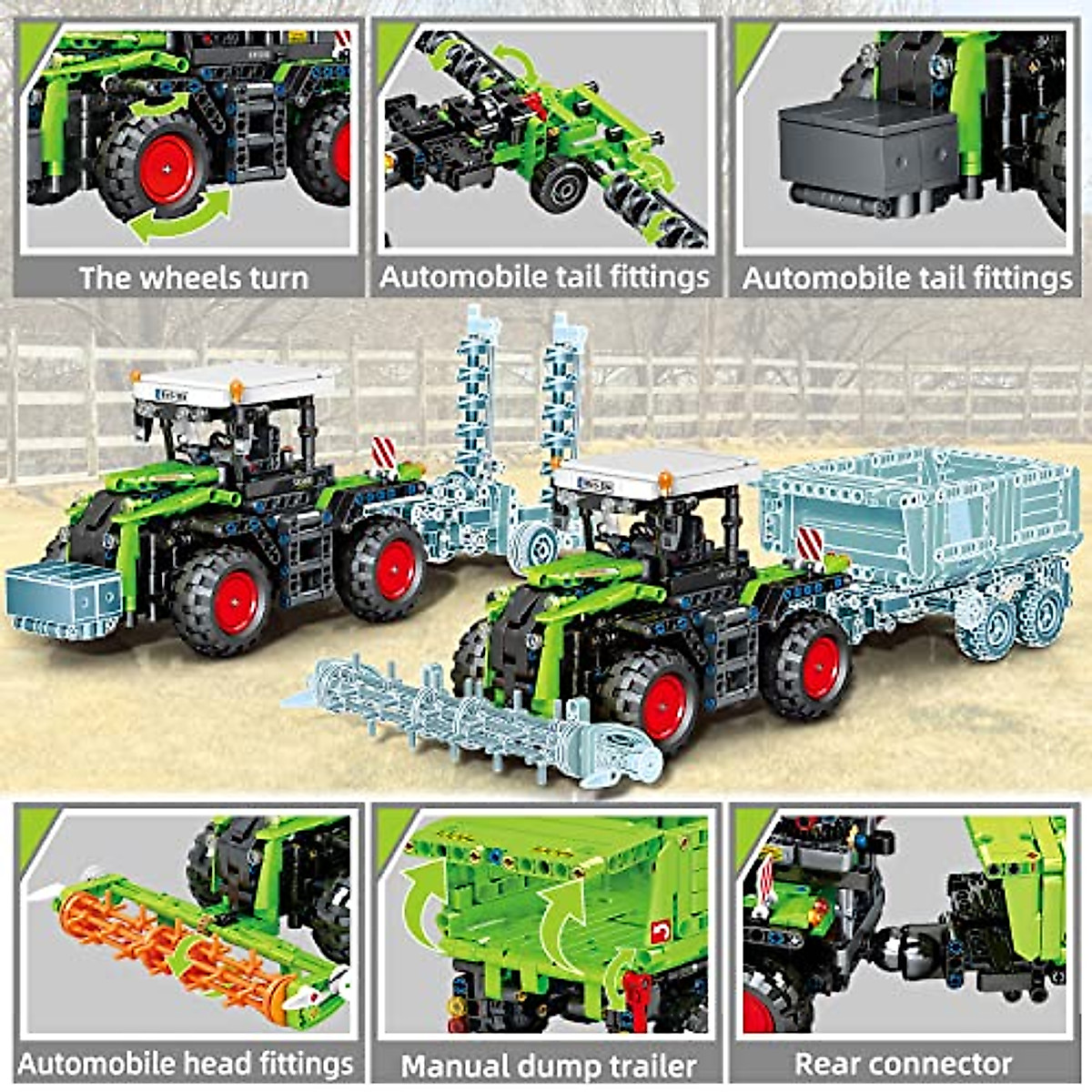 3 in 1 Tractor Harvester Building Kits, Compatible with Lego Truck Farm Construction Vehicles Set Toys for Adults and Boys Girls 8-12(1481 Pieces)