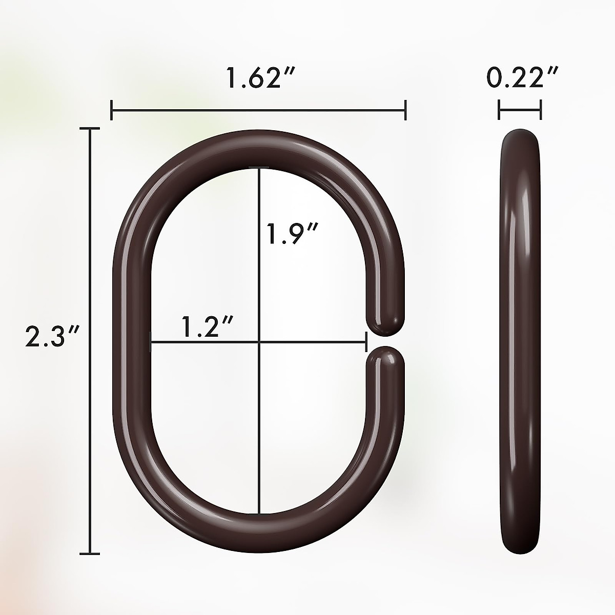Amazer Plastic Shower Curtain Rings, 24 Pcs Brown Shower Curtain Rings, Shower Curtain Hooks Rings, Plastic Shower Curtain Hooks for Bathroom Shower Rod, Shower Rings Loops for Shower Curtain