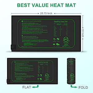 21W Seedling Heat Mat for Seed Starting, 10" x 20.75" Waterproof Heating Pad for Indoor Plants Germination Hydroponic, MET Standard - 2 Pack