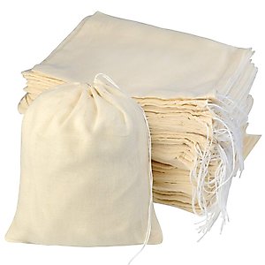 Tayfremn 100pcs Cotton Drawstring Bags, Reusable Muslin Bag Natural Cotton Bags with Drawstring Produce Bags Bulk Gift Bag Jewelry Pouch for Party Home Storage Wedding(6 by 7.9 inches)