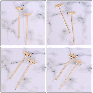 8Pcs Mini Zen Sand Rake Bamboo Rakes Tool Meditation Zen Garden Tools Feng Shui Tabletop Rock Garden Sandbox Kits Japanese Desktop Sand Box Accessories Garden rake 14cm x3. 5cm