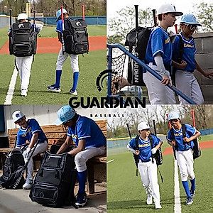 Guardian Baseball - Diamond Series Baseball/Softball Bat Bag - Boys Travel Baseball Bag - Softball Equipment Bag for Girls (Grey/Carolina Blue)