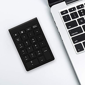 22 Keys Wireless Numeric Keypad Portable Mini Keyboard Number Pad Ultrathin Numeric Keyboard Numpad for Laptop Desktop Computer PC (Black)