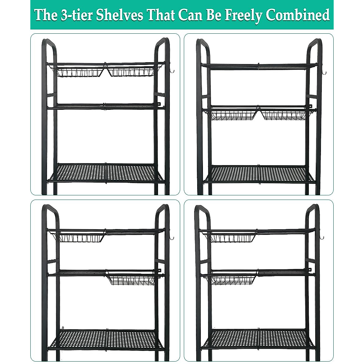 Khordin Over The Toilet Storage Shelf for Bathroom, 3-Tier Above Toilet Rack Bathroom Organizer with Adjustable Shelves and Hanging Hooks, Easy to Assemble & Space Saving, Black