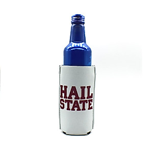ZipSip NONMAGNET- MSU Adjustable All-In-One Coozie with Zippers for Cans, Bottles, Slim Cans, Pint Glasses, Party Cups – Can Cooler - Insolated Neoprene Sleeve - MSU Bulldogs Light Gray, Large