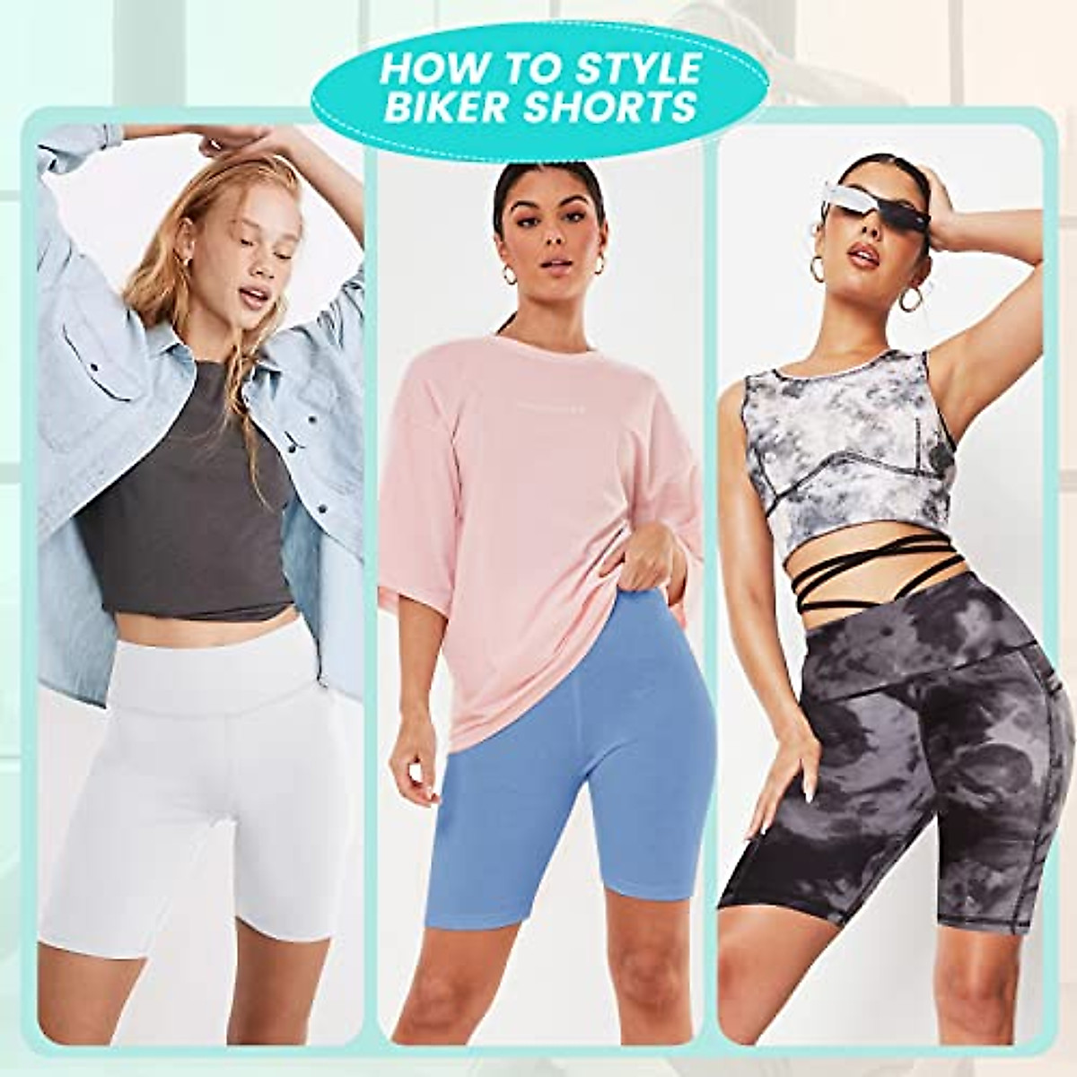 QGGQDD 3 Pack Biker Shorts Women with Pockets - 8” High Waisted Black Workout Running Yoga Shorts