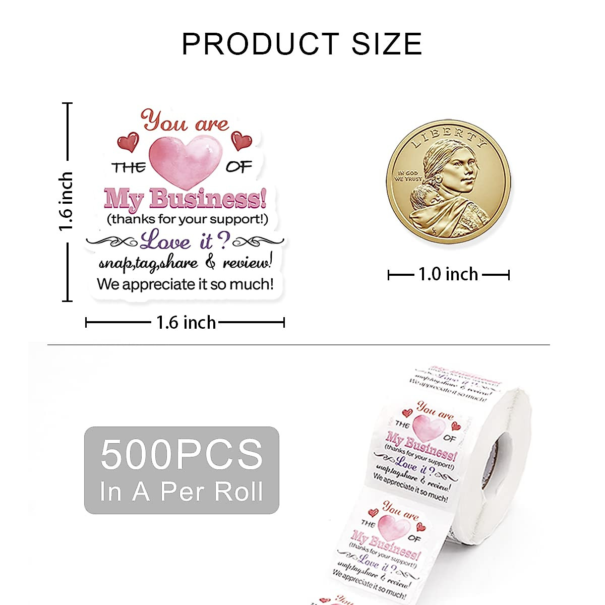 You are The Love of My Business Stickers,Thank You Stickers,Small Shop Stickers,Mail Envelopes Stickers Handmade Stickers for Small Business,Handmade Goods,Online Retailers,500 PCS