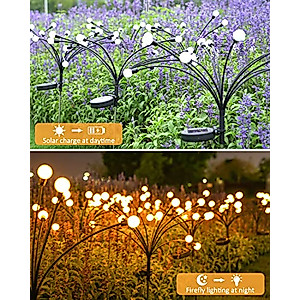 Solar Powered Firefly Garden Lights, 8 Pack 12 LED New Upgraded Swaying Solar Garden Lights with 2 Lighting Mode, Solar Firefly Lights Outdoor Waterproof for Yard Patio Pathway Decoration,Warm White