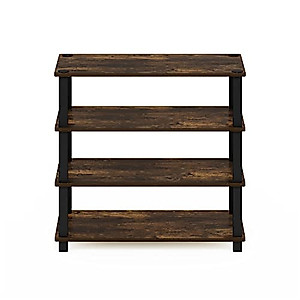 Furinno Turn-S-Tube 4-Tier Shoe Rack, Amber Pine/Black