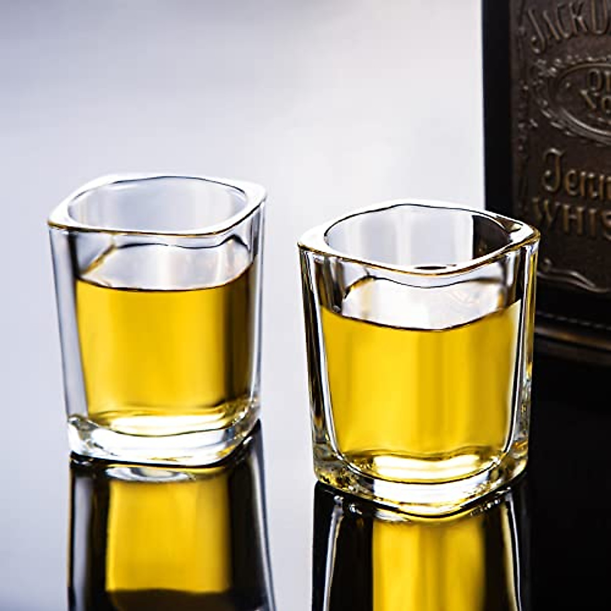 PARACITY Set of 2, Cool Shot Glasses with Heavy Base, Liquid Small Shot Glasses for Espresso Coffee Whiskey Vodka, Gift for Men, 2oz/60ml
