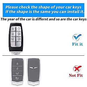 Aideco TPU Key fob Cover Compatible with Hyundai Genesis GV80 GV90 G70 G80 G90 GV70 Accessories Smart 6 Buttons Keychains (Blue)
