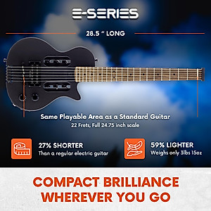 Traveler Guitar EG-1 Blackout Matte Black Electric Guitar | Small Electric Guitar with Headphone Amp | Full 24 3/4" Scale Travel Guitar | Portable Mini Guitar | Headless Guitar with Custom Gig Bag