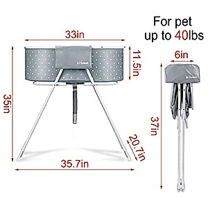 Furesh Insider Dog Bath Tub and Wash Station for Bathing Shower and Grooming, Elevated Foldable and Portable, Indoor and Outdoor, for Small and Medium Size Dogs, Cats and Other Pet (Gray)