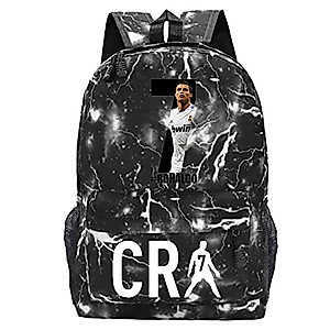 KBIKO-zxl Students Girls Cristiano Ronaldo Backpack Soccer Star Bookbag Large Capacity Laptop Bag Outdoor Travel Daypack