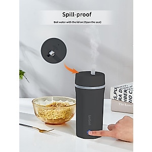 balbali 17oz Travel Kettle Portable Electric Kettle - Mini Hot Water Boiler/Maker/Heater/Warmer for Tea - Small Electric Thermos Heated Travel Mug - Portable Kettle for Travel - Black