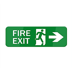FZQDMT Fire Exit Sign For House (With Strong Adhesive Tape), 3" X 10" Premium Durable For Home & Office,Acrylic Signs For Front Door/Wall/Window, Clear And Easy To Read