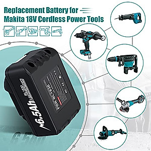 Bonacell Upgraded 6.5Ah 18V Replacement for Makita 18V Battery Compatible with Makita 18 Volt Battery BL1860 BL1850 BL1840 BL1830 BL1820 BL1815B LXT400 Cordless Power Tools 2Packs