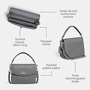 COACH Polished Pebbled Leather Cassie Crossbody 19, Grey Blue