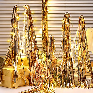 Simgoing 48 Pcs Lighted Wedding Fairy Wands LED Foil Tinsel Wedding Wands Sticks LED Light Up Wand Stick Glow in The Dark Flashing Wands Sparklers for Wedding Birthday Party Favors(Champagne)