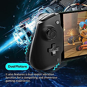 YOUHODA Ergonomic Nintendo Switch/Switch OLED Controller Grip for Handheld Mode with 6-Axis Gyro, Back Button Mapping, Vibration, PD Fast Charge