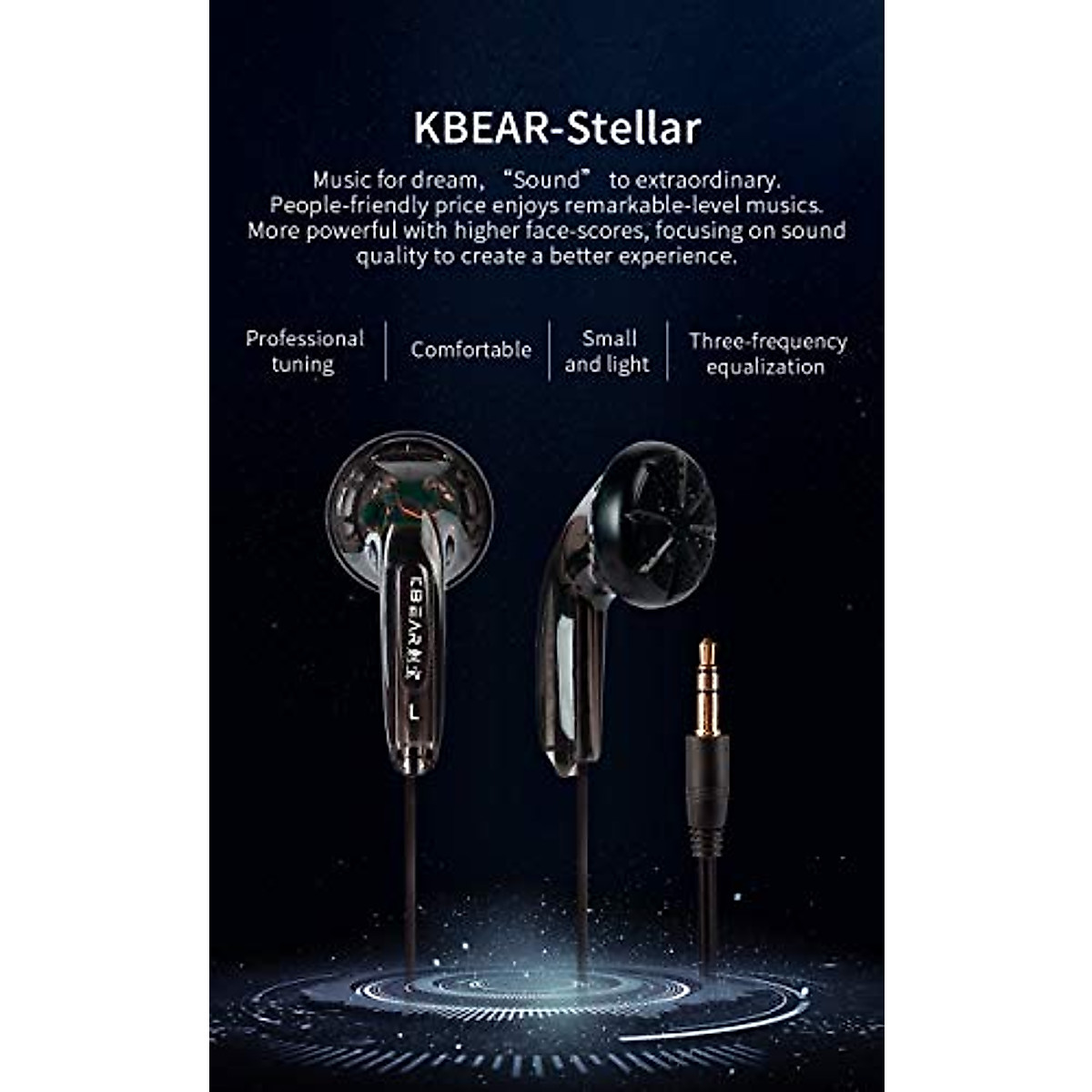 Kinboofi KBEAR Stellar Earphones Wired Earphone, HiFi Stereo Headphones with 1 Dynamic Driver, HiFi Entry Level Headsets (with Mic, Black, 5 Pairs)…