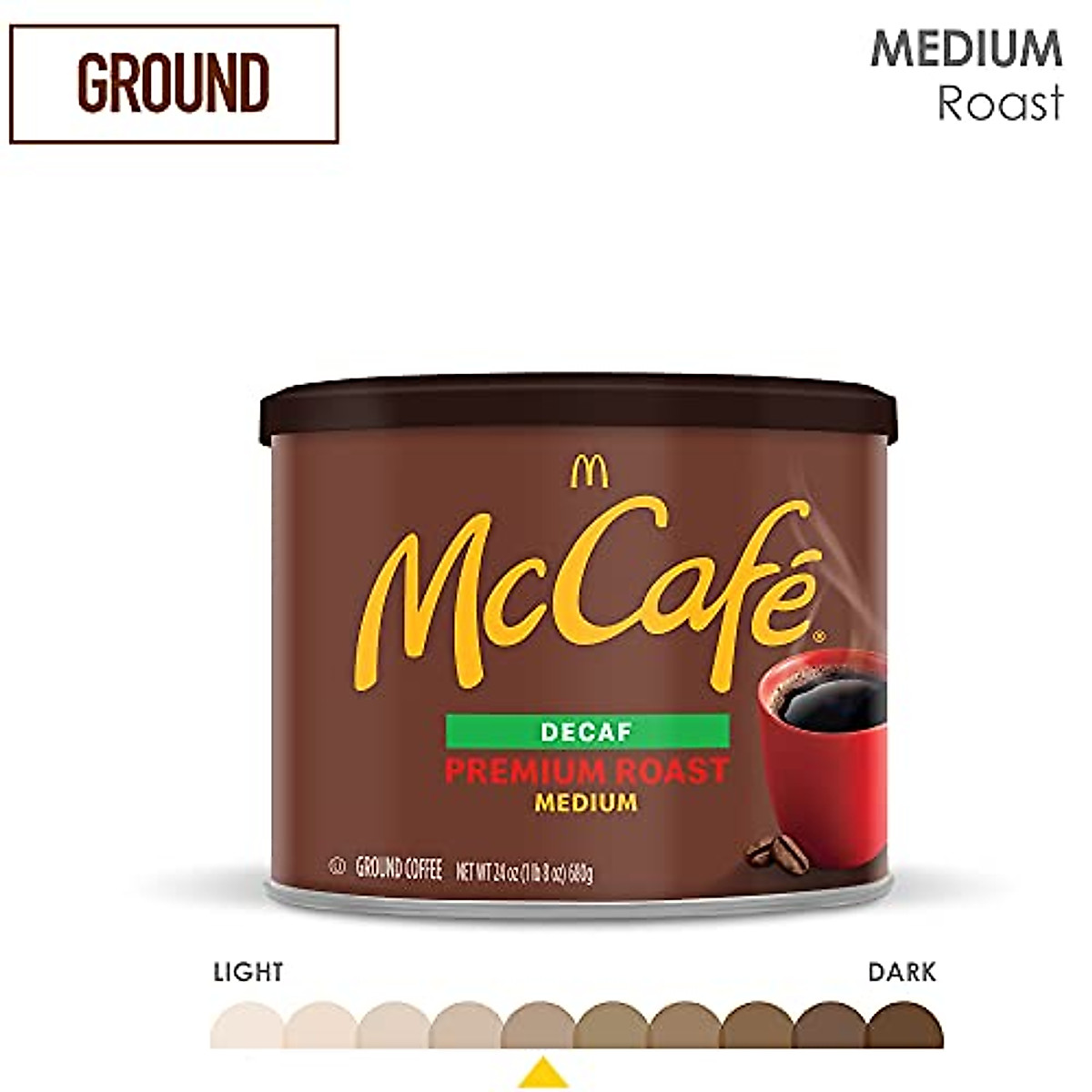 McCafe Premium Roast Decaf, Medium Roast Ground Coffee, 24 oz Canister