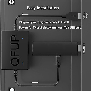 QFUP USB Power Cord Power Adapter for Fire TV,Powers FireStick TV Directly Form Your TV'S USB Port(Eliminates The AC Outlet and Power Cord)