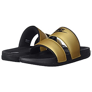 Nike Women's Offcourt Duo Slides (5, Metallic Gold/Black/Black)