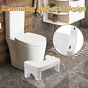 Squatting Toilet Stool, 7 Inch Potty Bathroom Poop Stool for Adults and Children, White