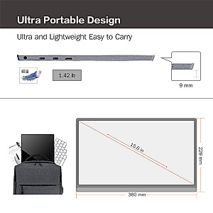 Anmite Portable Gaming Monitor 15.6 Inch Mobile Computer Display External Display for Xbox PS4 Phone with Speakers Type-C USB-C HDMI IPS UHD 1080P LED Screen