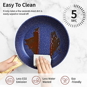 Innerwell Frying Pan Set with Lid, 8" & 10" Fry Pan Set with APEO & PFOA-Free Stone-Derived Interior, Nonstick Frying Pans,Nonstick Skillets Set, Induction Compatible, Star Blue